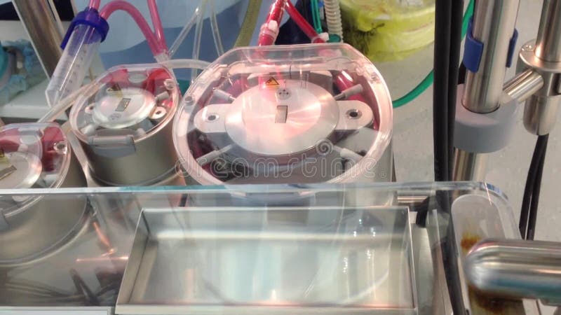 Heart Lung Machine Top View on Roller Pump of Heart Lung Machine during ...