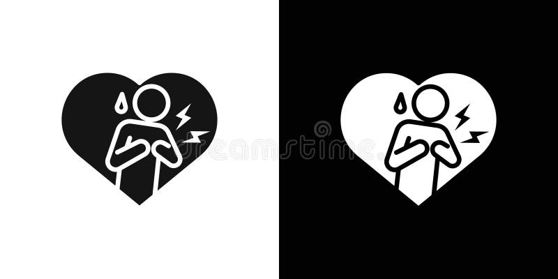 Heart Attack Icon Flat Vector Set Outline Stock Vector - Illustration ...