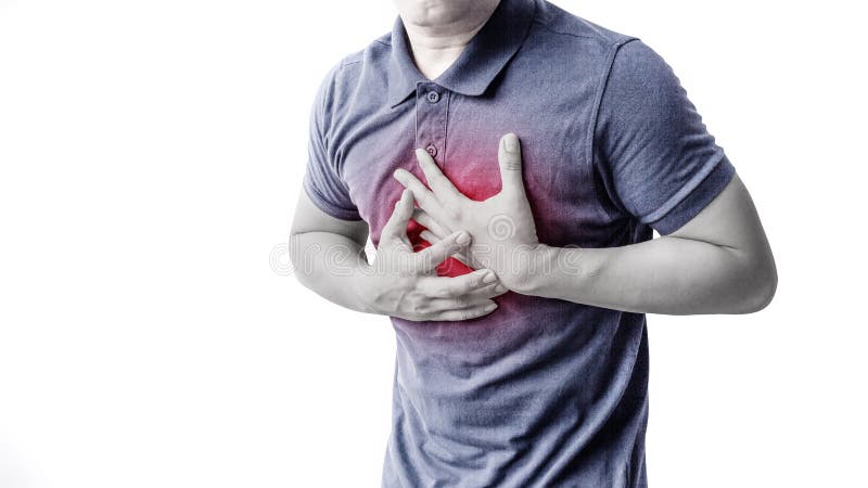 Man with Heart Attack on White Background. Stock Image - Image of adult ...