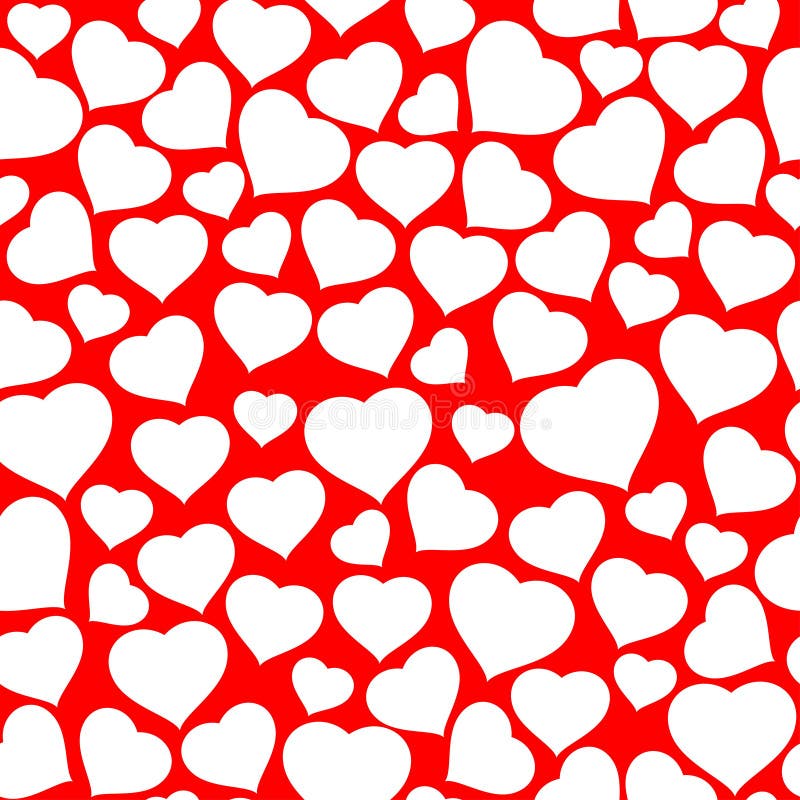White Heart Shape Random Repeat Seamless Pattern Vector Background ...