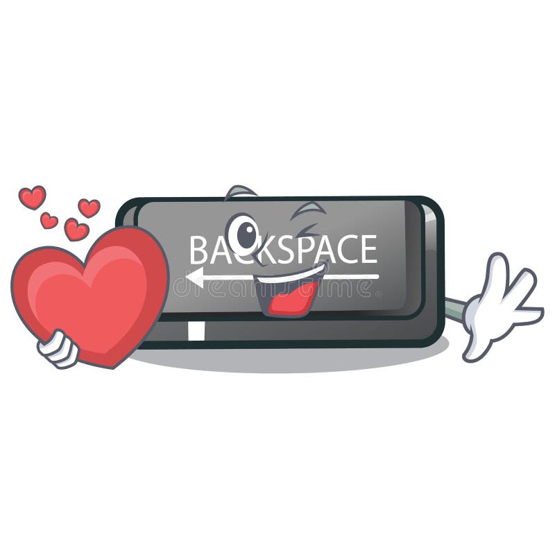 With Heart Backspace Button Installed on Cartoon Keyboard Stock Vector ...