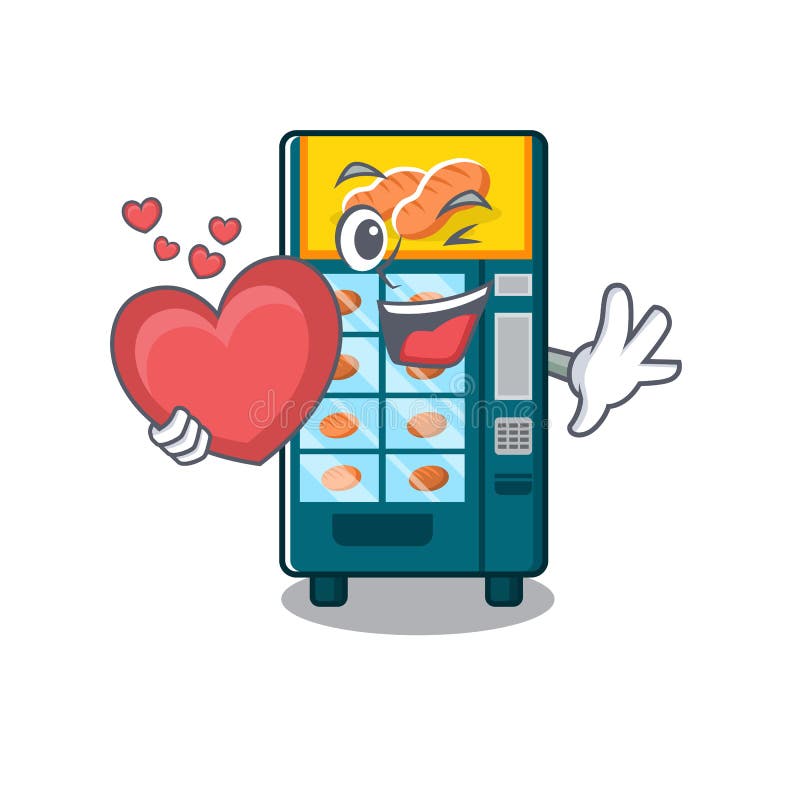 With Heart Bakery Vending Machine In A Mascot Stock Vector ...