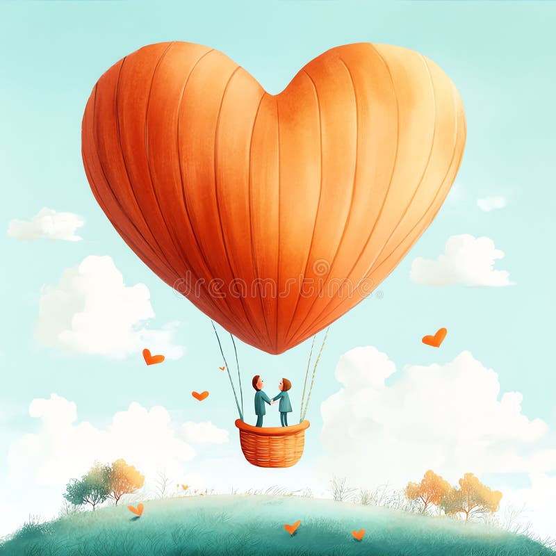 Heart Balloon Romantic Flight Stock Photo - Image of togetherness ...