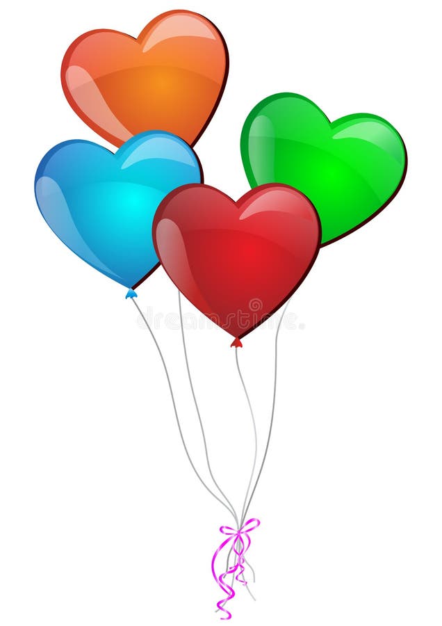 Colorful Heart Shaped Balloons Stock Vector - Illustration of classical ...