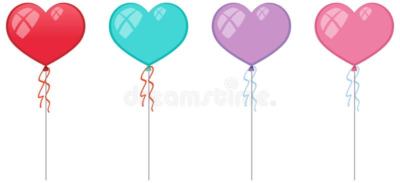 Heart Balloons Set in Different Pastel Colors Stock Vector ...