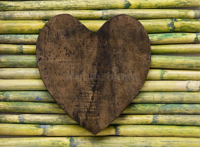 Heart on bamboo stock image. Image of stick, nature, green - 13199819