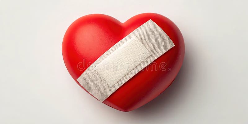 Heart with a Bandage, Red Heart with White Bandage Stock Illustration ...