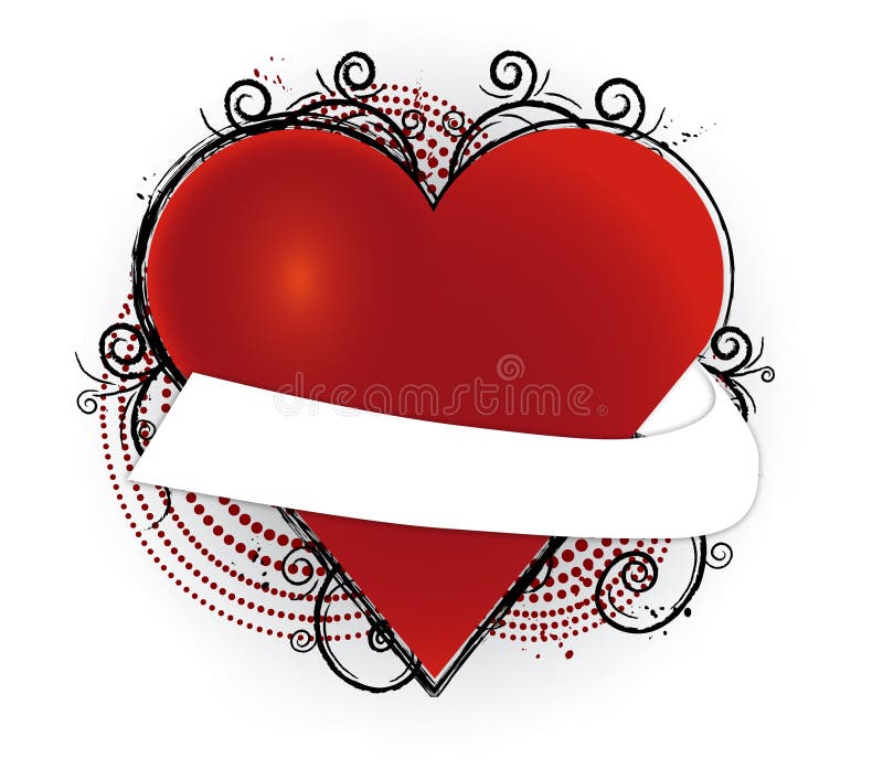 Heart with banner stock illustration. Illustration of black - 12851845
