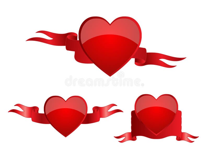 Heart banners red stock illustration. Illustration of floral - 12708702