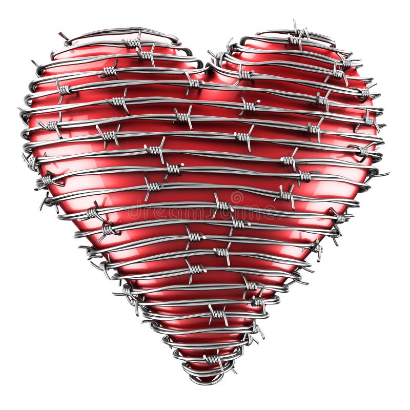 Barbed Wire around Heart stock image. Image of tied, wire - 15700723