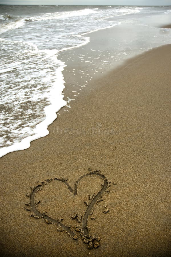 Heart on Beach Sand in Tropical Paradise Stock Photo - Image of coast ...