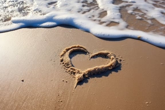 Heart on beach sand stock illustration. Illustration of symbol - 289653256