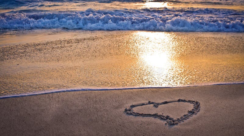 A Heart on the Beach at Sunset Stock Photo - Image of mediterranean ...