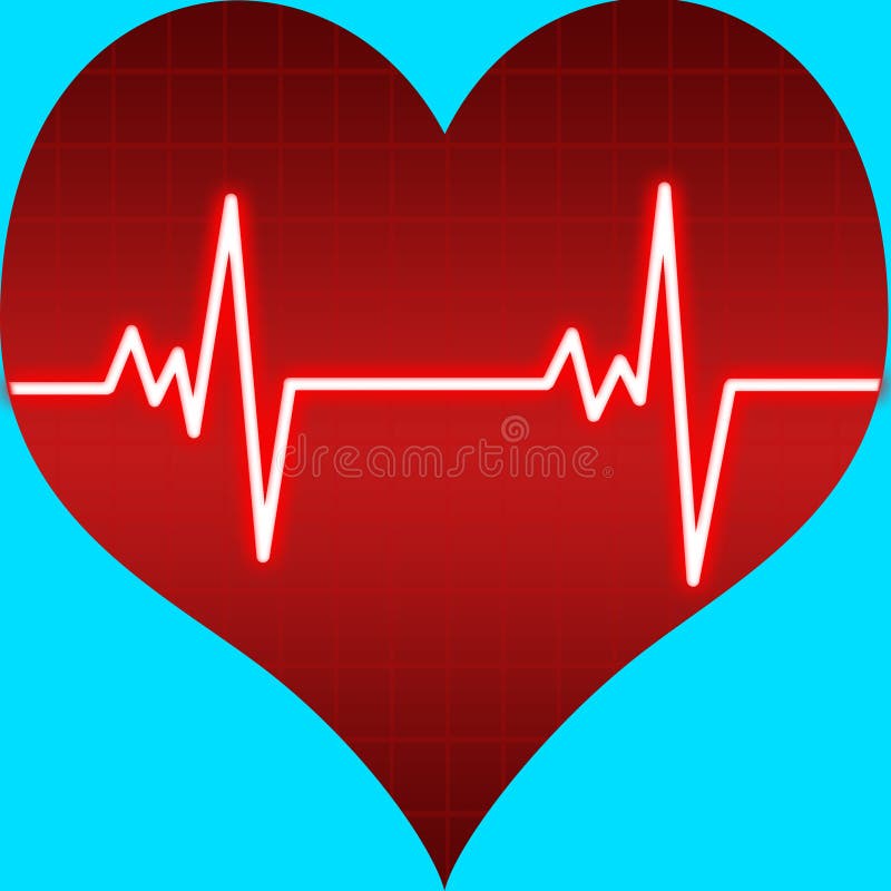 Heart beat on heart shape stock illustration. Illustration of display ...