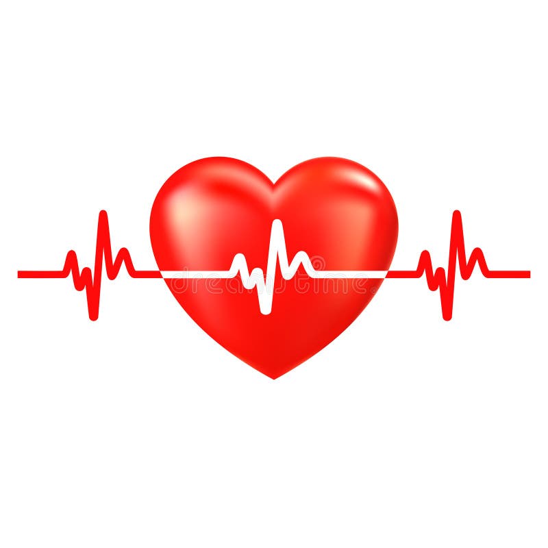 Heart Beat Icon. Heart Shape with Pulse Line Stock Illustration ...