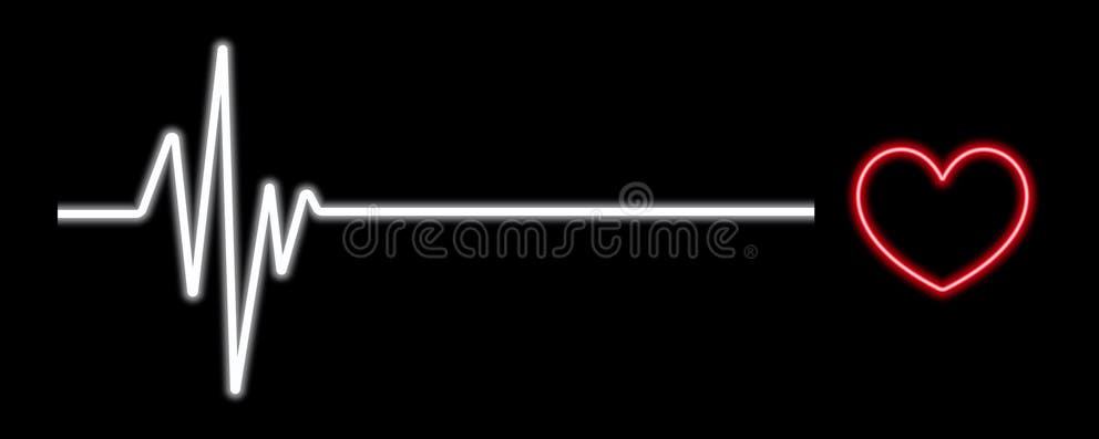 Heart Beat Neon Vector Illustration. Neon Heart Pulse Illustration ...