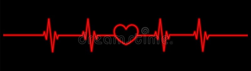 Heart Beat Neon Vector Illustration. Neon Heart Pulse Illustration ...