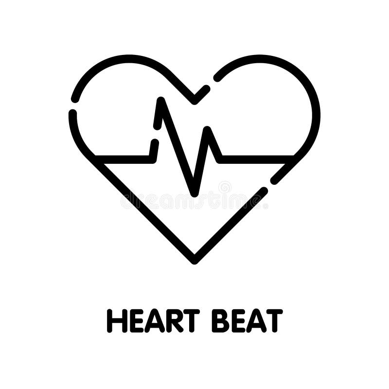 Heart Beat Outline Icon Design Style Illustration on White Background ...