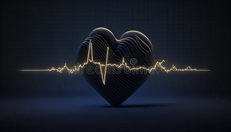 Heart Beat Pulse, Digital Art Illustration, Generative AI Stock ...