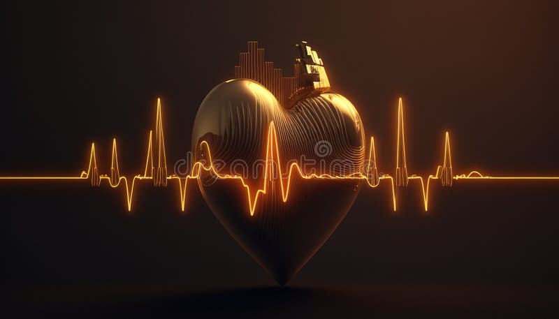 Heart Beat Pulse, Digital Art Illustration, Generative AI Stock ...