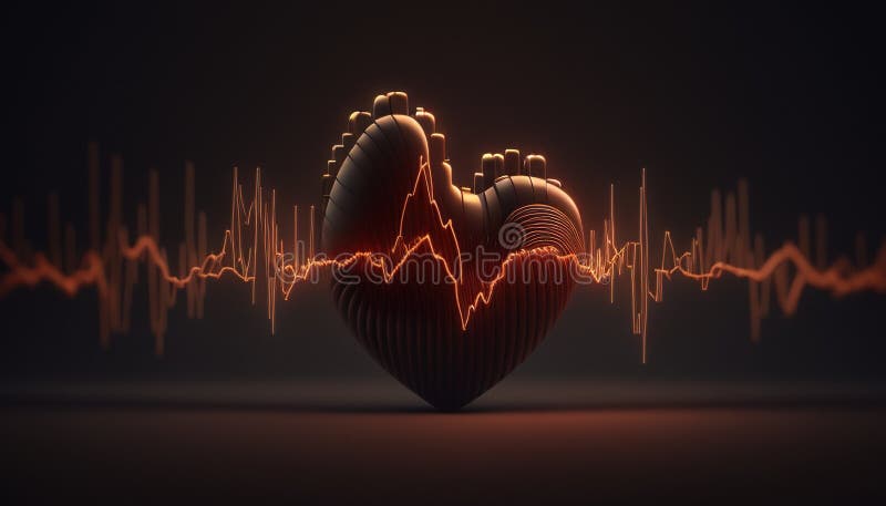Heart Beat Pulse, Digital Art Illustration, Generative AI Stock ...