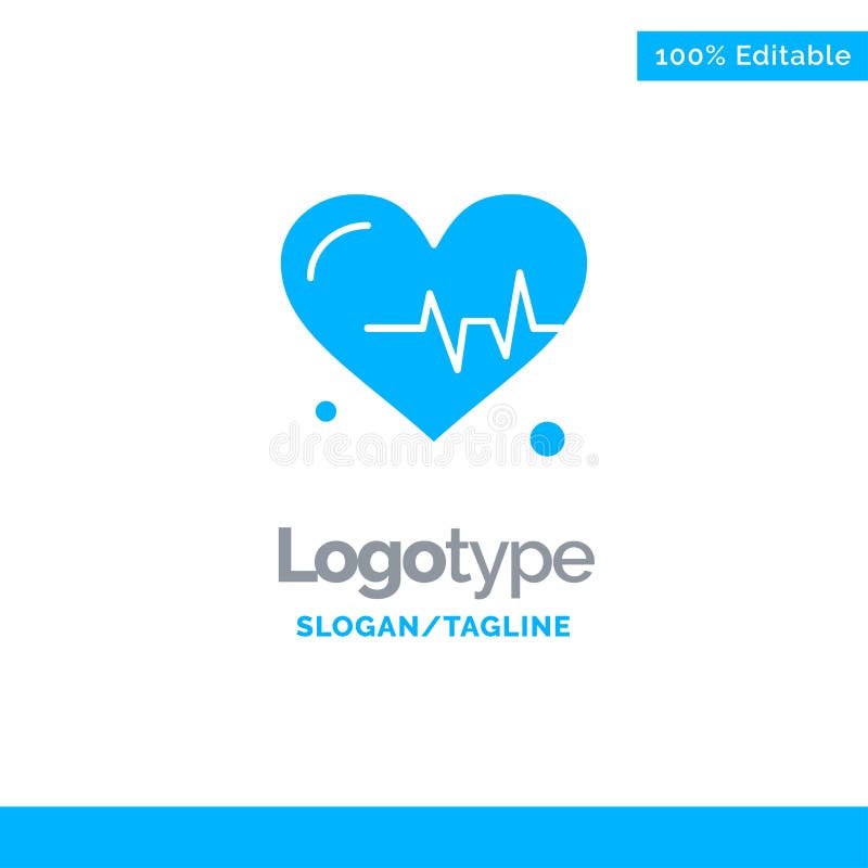 Heart, Beat, Science Blue Solid Logo Template. Place for Tagline Stock ...