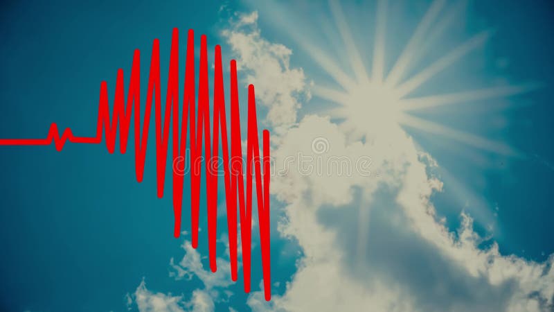 Heart Beat in Shape of Heart. Seamless Loop Blue Background Ekg ...