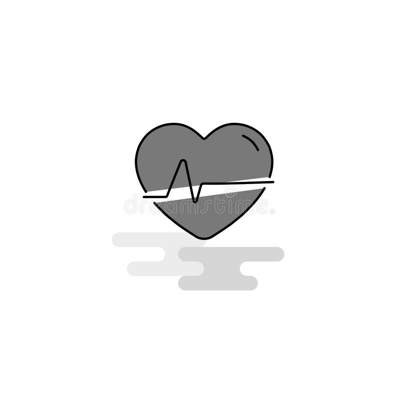 Heart Beat Web Icon. Flat Line Filled Gray Icon Vector Stock Vector ...