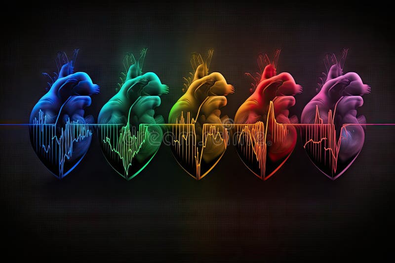 Heart Beating, with Each Beat Represented by a Different Color Stock ...