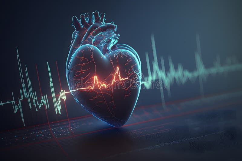 Heart Beats Cardiogram Created with Generative AI Technology Stock ...