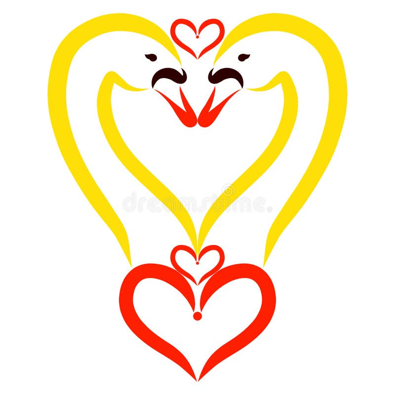 Swans In Love Stock Vector Illustration Of Curve Element 12542344
