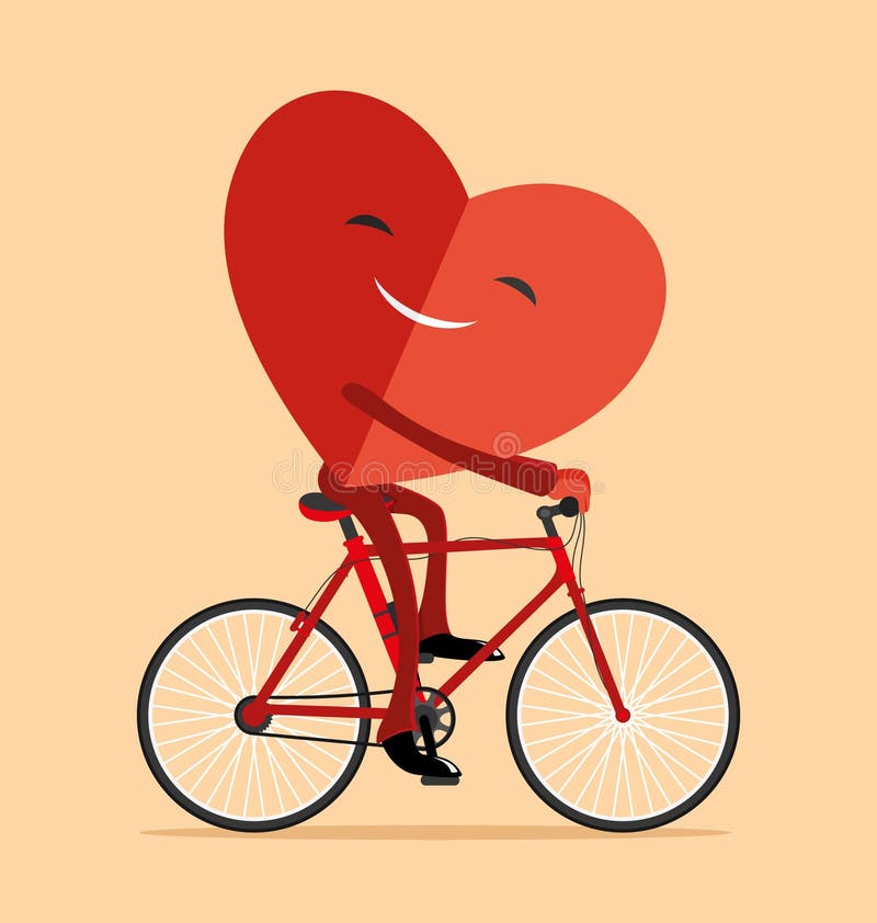 Heart on a bicycle. stock vector. Illustration of hospital - 94855855