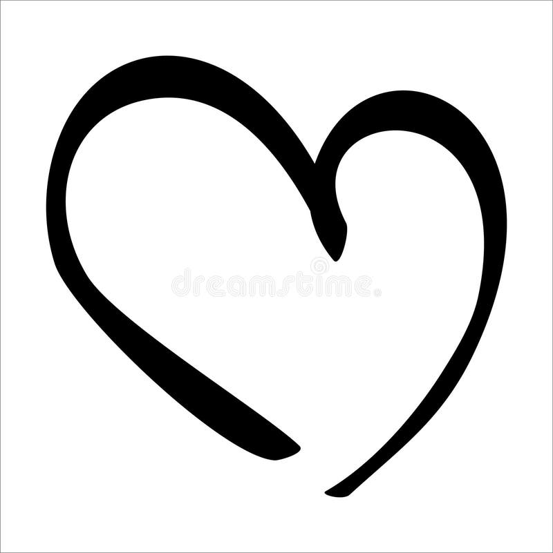 Heart. Black Contour in Heart Shape Vector Illustration. Simple Line ...