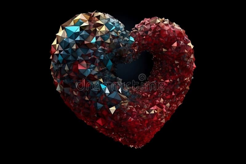 Heart on Black. Generative AI. Stock Illustration - Illustration of ...
