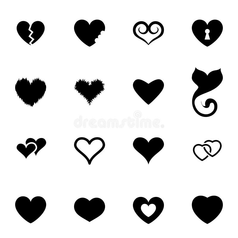 Heart Black and White Icon stock vector. Illustration of line - 93742892
