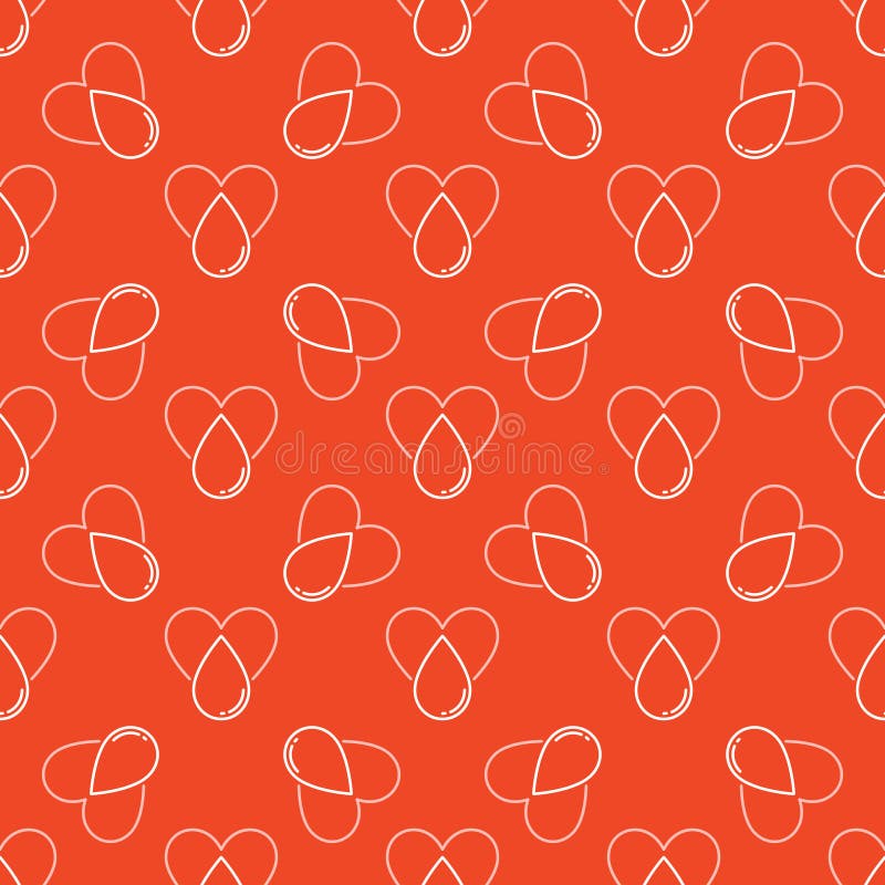 Heart with Blood Drop Vector Concept Red Line Seamless Pattern Stock ...