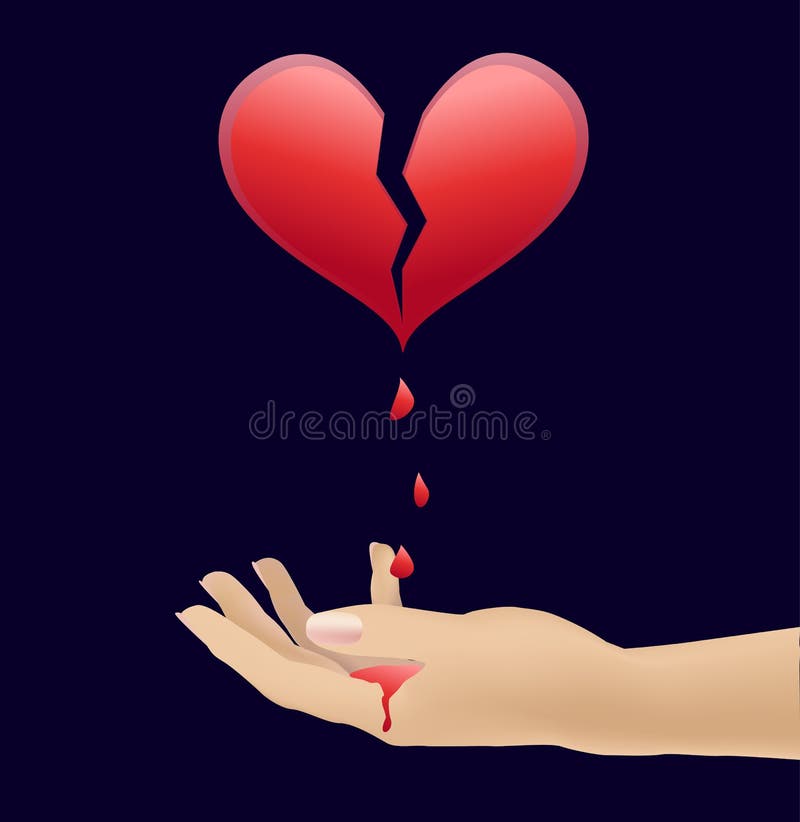 Heart and Blood in the Hands Stock Vector - Illustration of grief ...