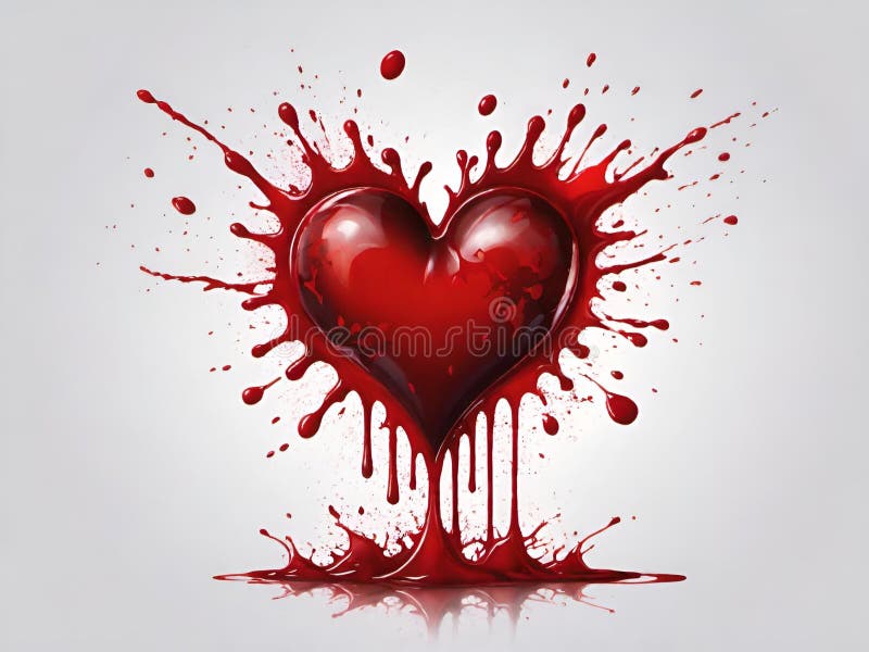 Heart with Blood Splash. Blood Drop on a White Background Stock ...