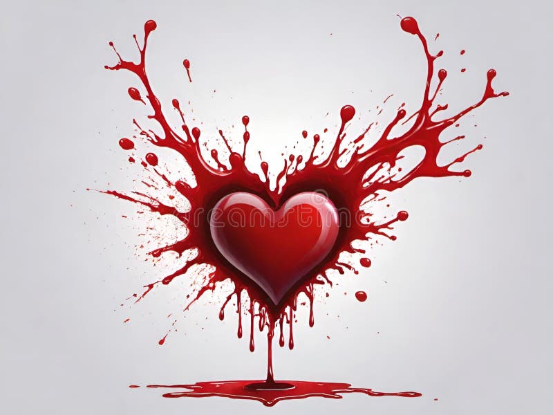 Heart with Blood Splash. Blood Drop on a White Background Stock ...