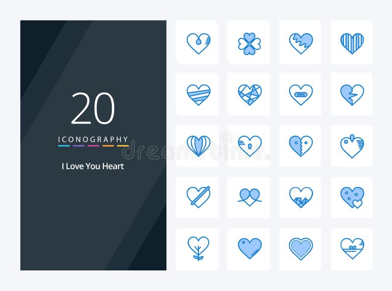 20 Heart Blue Color Icon for Presentation Stock Vector - Illustration ...