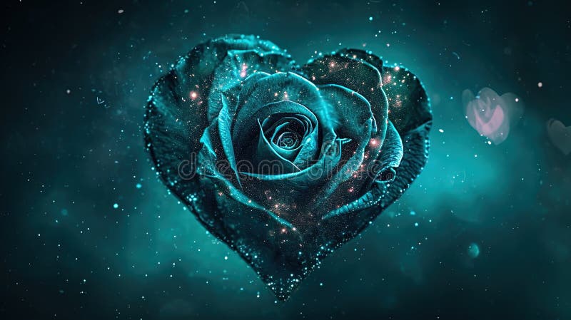 Heart Blue Rose with Enchanting Realms Stock Illustration ...