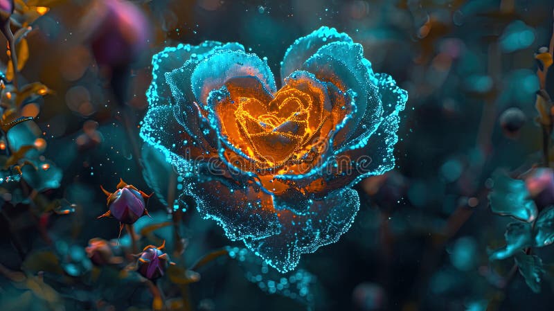 Heart Blue Rose with Enchanting Realms Stock Illustration ...