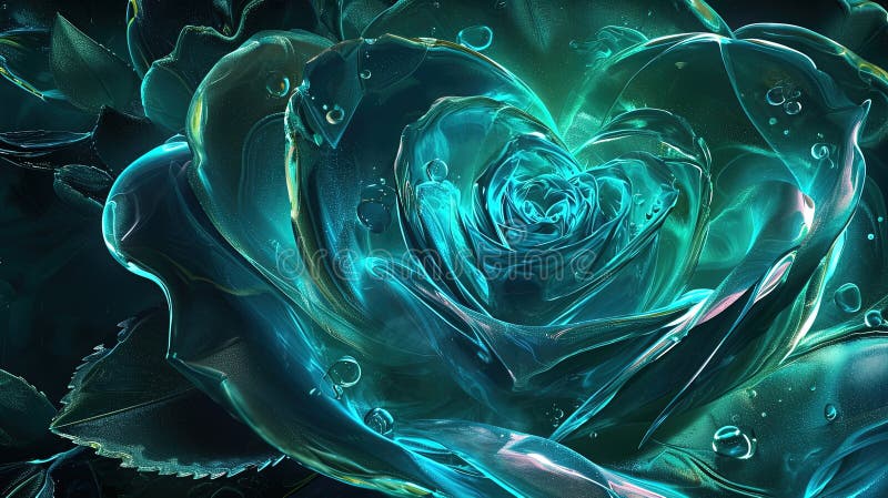 Heart Blue Rose with Enchanting Realms Stock Illustration ...