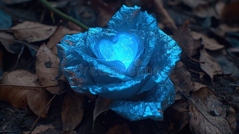 Heart Blue Rose with Enchanting Realms Stock Illustration ...