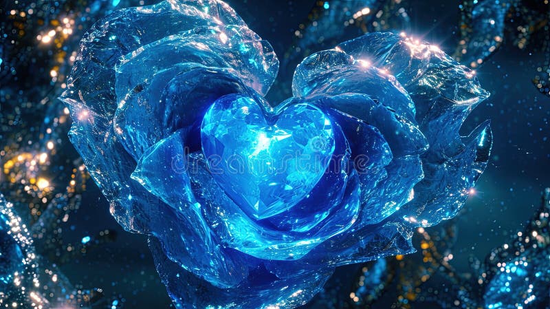Heart Blue Rose with Enchanting Realms Stock Illustration ...