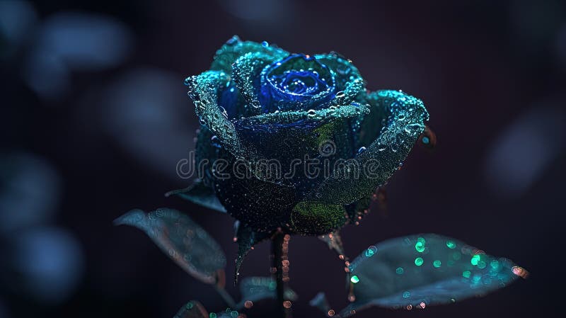Heart Blue Rose with Enchanting Realms Stock Illustration ...