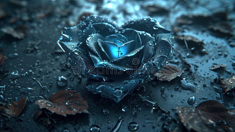 Heart Blue Rose with Enchanting Realms Stock Illustration ...