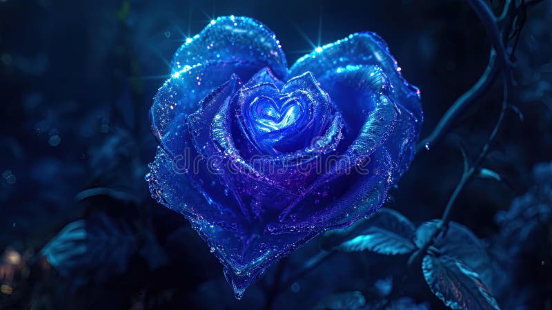 Heart Blue Rose with Enchanting Realms Stock Illustration ...