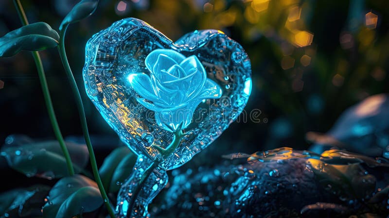 Heart Blue Rose with Enchanting Realms Stock Illustration ...