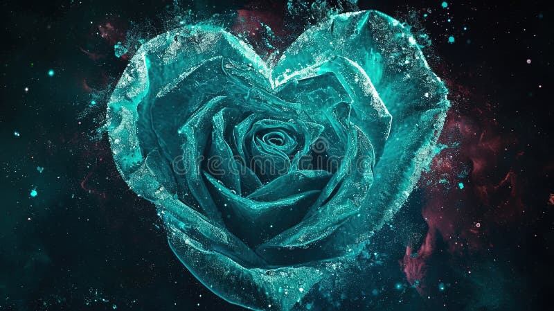 Heart Blue Rose with Enchanting Realms Stock Illustration ...